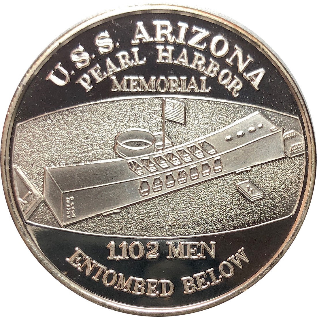 .999 Silver 1 Troy Ounce Commemorative USS Arizona War Memorial Coin ...