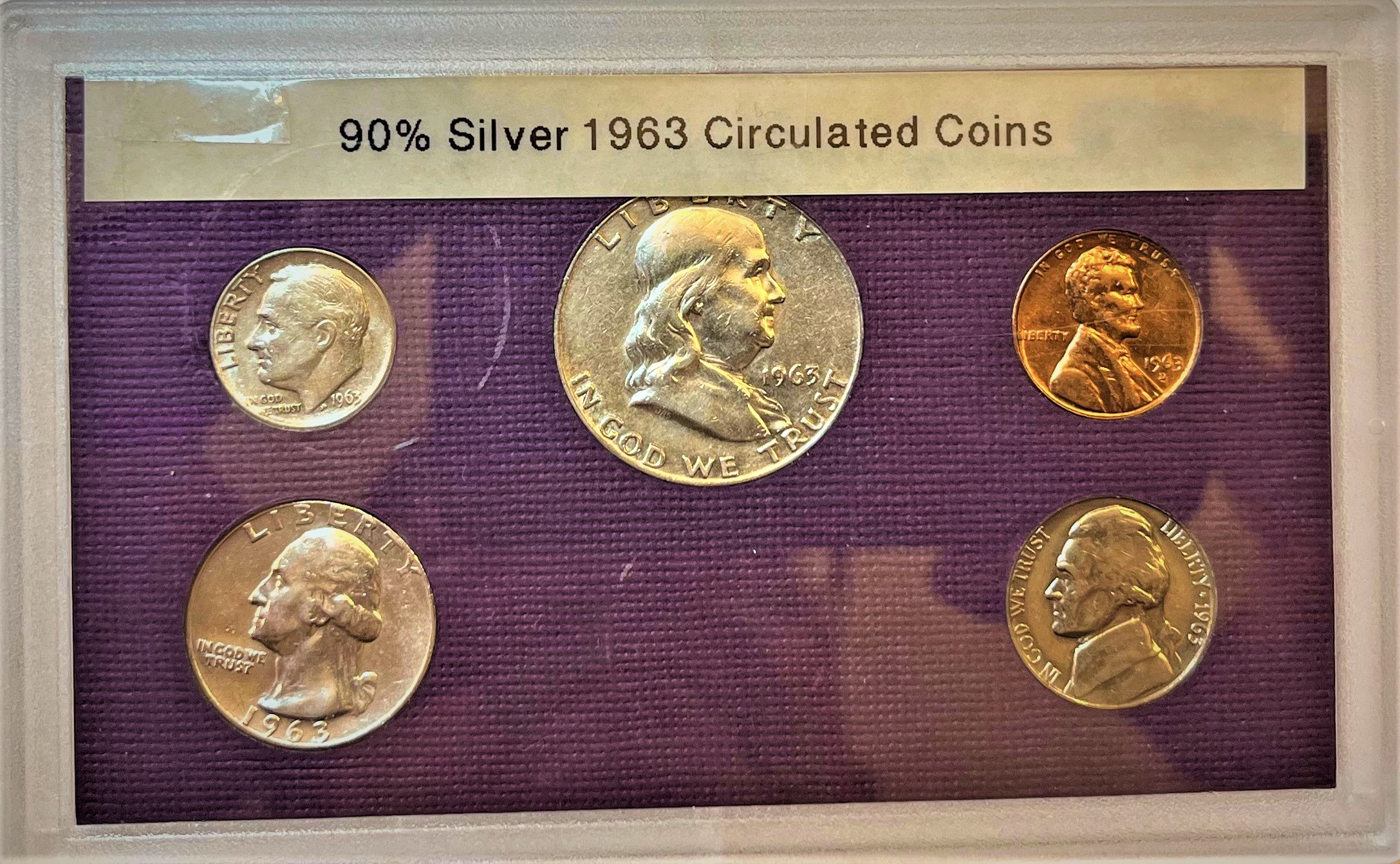 1963 U.S. Silver Year Set Half Dollar, Quarter, Dime, Nickel & Cent ...
