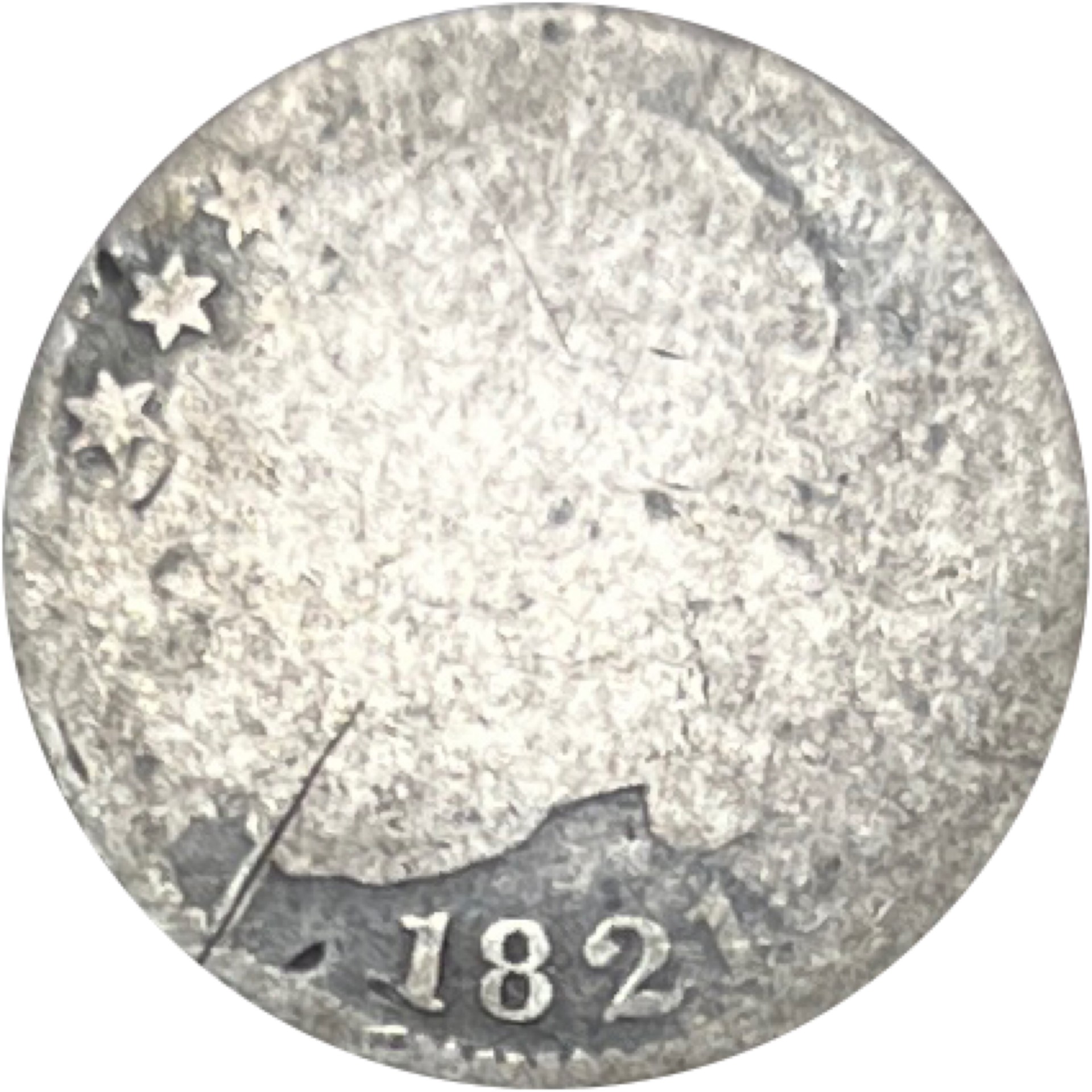 1821 U.S. Silver Capped Bust Head Dime-Heavily Worn Example | Property Room