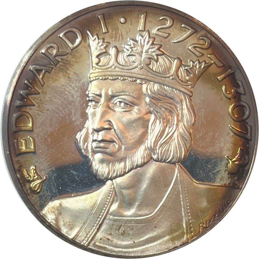 Amazingly Rainbow Toned 1 1/4 Troy Ounce Silver Round-Edward I 1272 ...