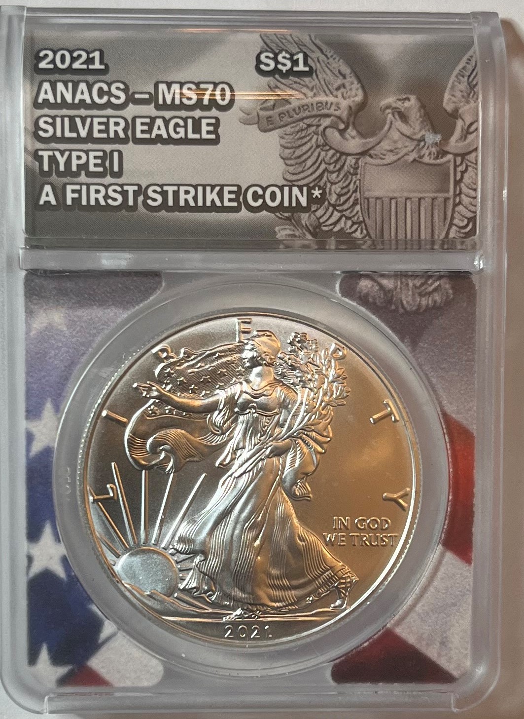 2021 (P) U.S. .999 Pure American Silver Eagle ANACS Certified MS70 ...