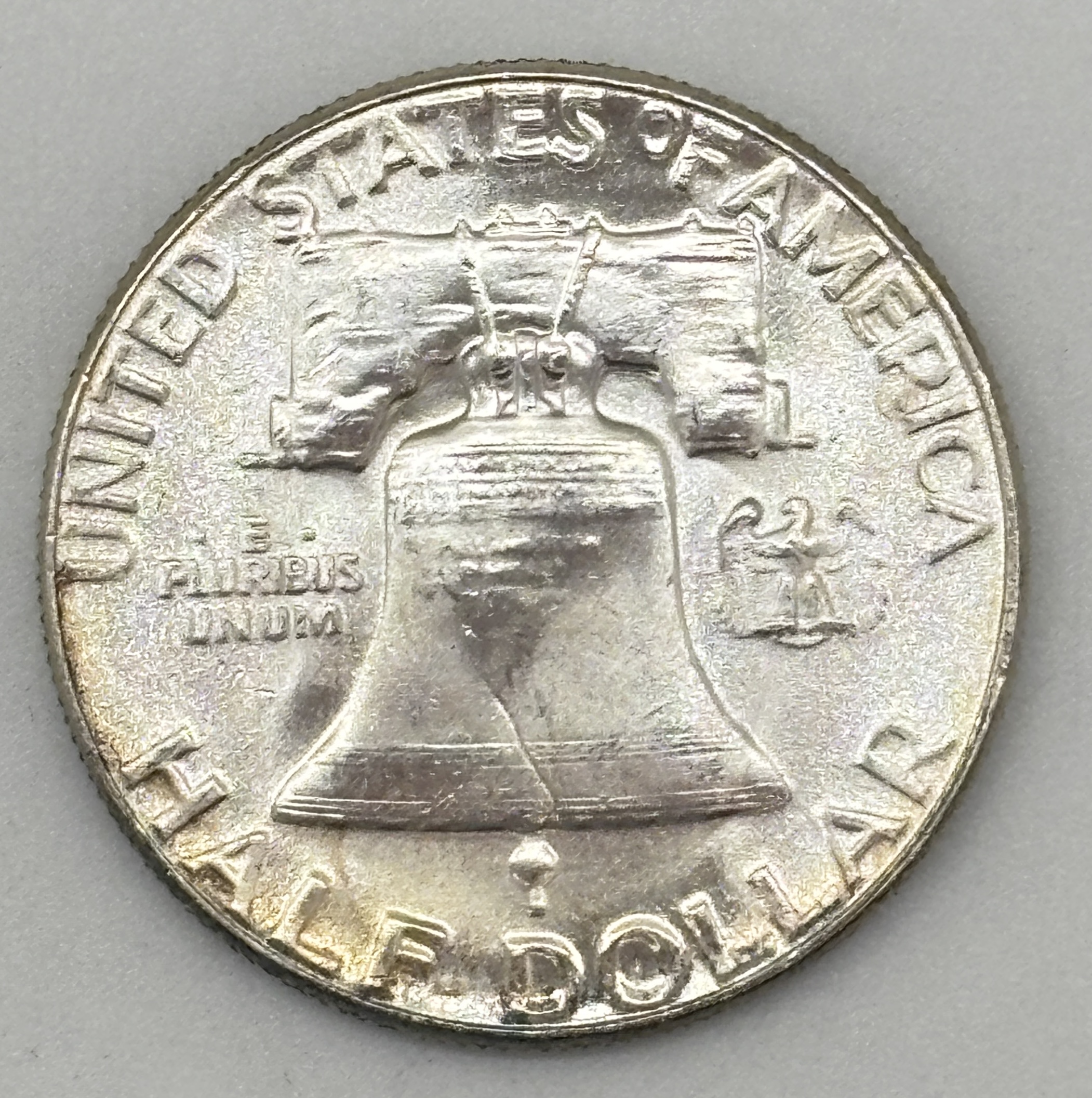 1957 US Silver Franklin Half Dollar - Bright White, Full Bell Lines ...