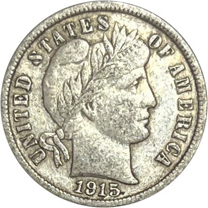 1915 U.S. Silver Barber Dime Choice Original Extra Fine Condition ...