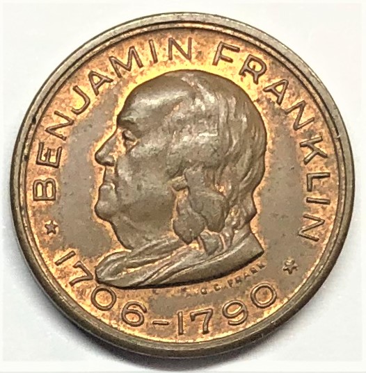 Benjamin Franklin Memorial Copper Coin | Property Room