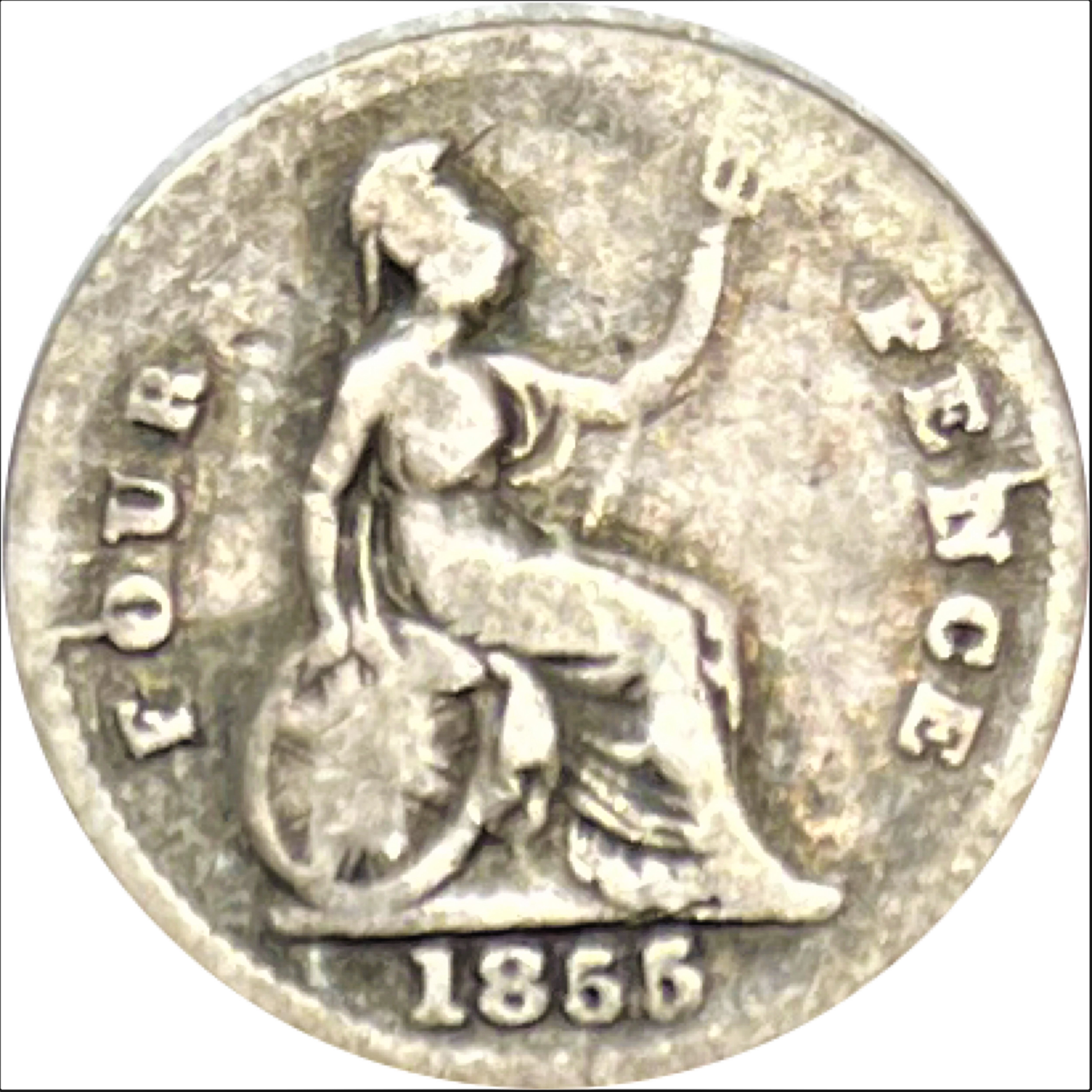 1855 Great Britain Silver Four Pence-Early Queen Victoria Reign ...