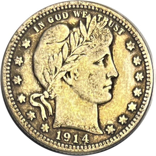 1914 U.S. Silver Barber Quarter-Very Fine Grade | Property Room