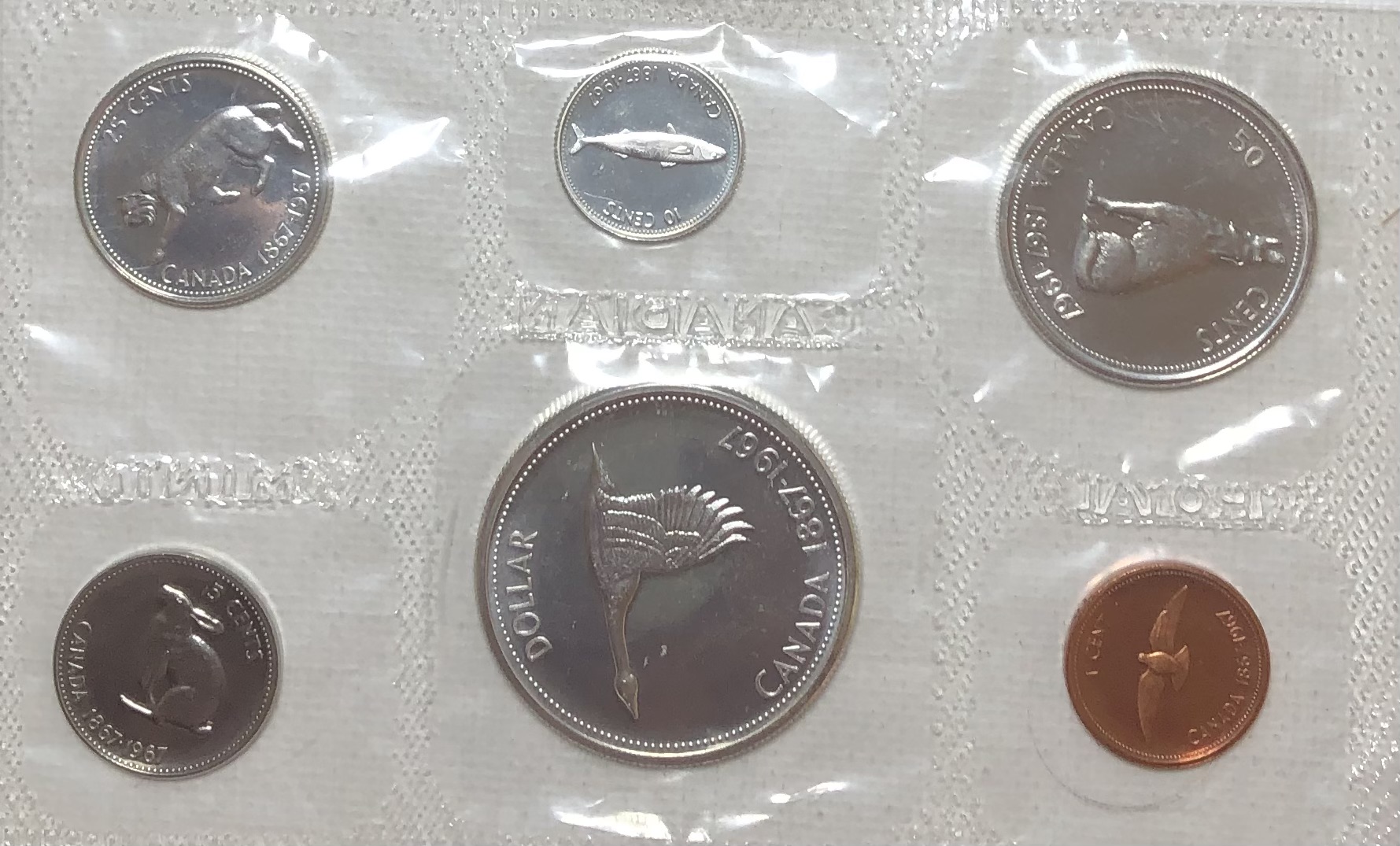 1967 Canada Uncirculated 6 Coin Set Commemorating 100th Anniversary of ...