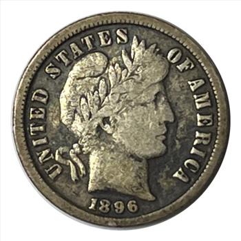 * 1896 U.S. Silver Barber Dime with Nice Toning & Detail | Property Room