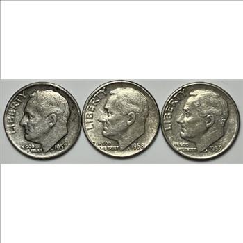 * 1957-D, 1958 & 1959 U.S. Silver Roosevelt Dimes - Set of 3 | Property ...