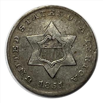 * 1851 U.S. Silver Three- Cent Piece (Trime) - First Year of Issue ...