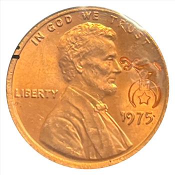 . 1975 US Uncirculated Lincoln Memorial Cent Counterstamped with ...