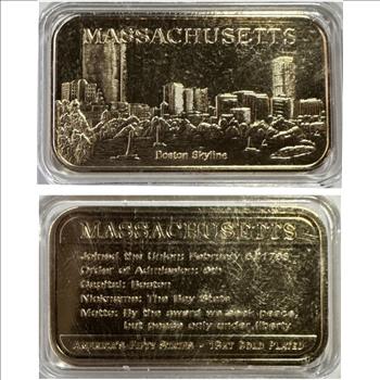 - America's 50 States 18k Gold Plated Ingot - Massachusetts "Boston ...