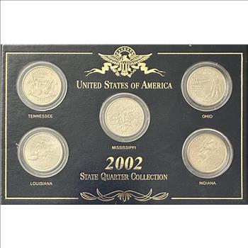 >2002 U.S. State Quarter Collection - TN(P), MS(D), OH (D), LA(P) & IN ...