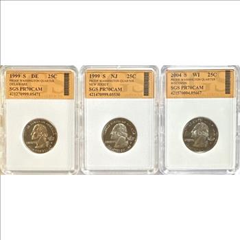 - Trio of State Washington Quarters - 1999-S Delaware, 1999-S New ...