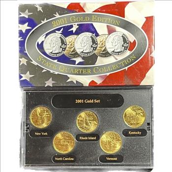 . 2001-D U.S. Gold Edition State Quarter Collection - 5 Gold Layered ...