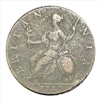 >1740 Great Britain George II Half Penny - Rare Early Date! | Property Room