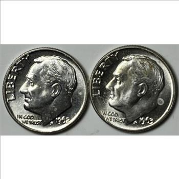 * 1962-D and 1963-D U.S. Silver Roosevelt Dimes - Set of 2 | Property Room