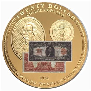 #1922 George Washington $20 Commemorative Coin - Gold Layered In ...