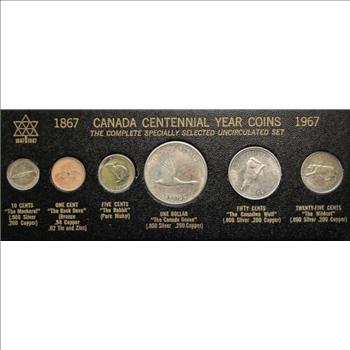 1967 Canada Centennial Year Coins - Complete Uncirculated Set - 6 Coins ...