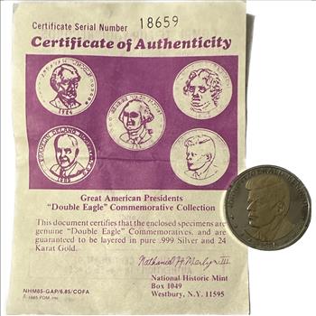>1985 John Kennedy "Double Eagle" Layered in .999 Silver and 24 Kt Gold ...
