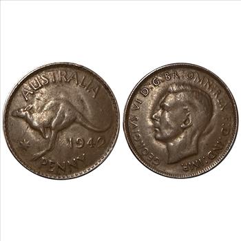 >1942 Australia Penny and 1943 Silver Three Pence - 2 Coins | Property Room