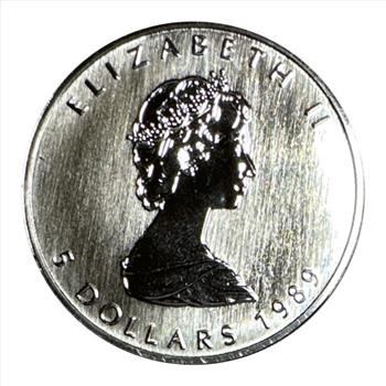 1989 Canada .9999 Pure Silver One Troy Ounce $5 Coin - Brilliant and ...