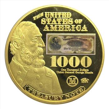 * 2014 Treasury Notes from 1890-91 24K Gold Layered Proof Coin with ...