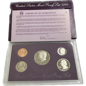 >1990-S U.S. Mint Proof Set - 5 Coins in Original Mint Packaging With ...