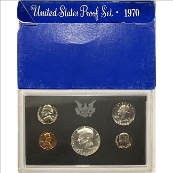 >1970-S U.S. Proof Set - 5 Coins Including Kennedy Half Dollar in ...