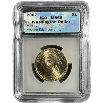 . Mint Error - 2007 Washington Dollar - Missing Edge Lettering ...