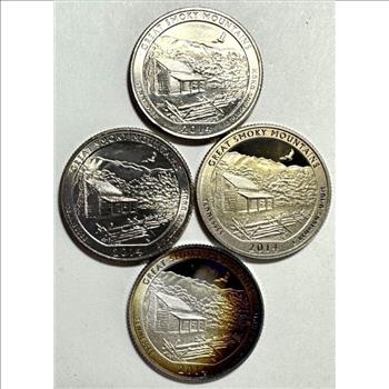 (4) 2014 (P, D, S-Proof & S-Silver Proof) U.S. America the Beautiful ...