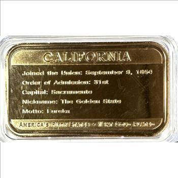 - America's 50 States 18k Gold Plated Ingot - California - Golden Gate ...