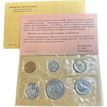 >1962-P U.S. Silver Proof Set - 5 Coins Including Silver Franklin Half ...