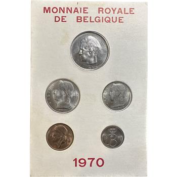 >1970 Belgium Mint-Like Set of 5 Coins in Custom Display Card ...