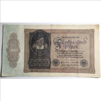 #1922 Germany 5000 Mark Reichsbanknote | Property Room