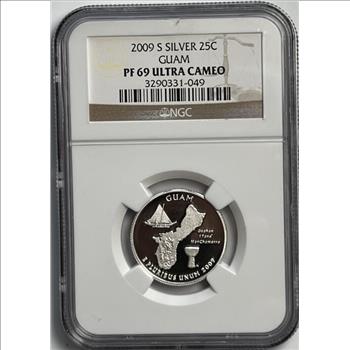 2009-S U.S. Silver Proof State Quarter - Guam - Certified PF69 Ultra ...