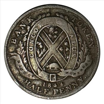 >1844 Canada Bank of Montreal Half Penny Bank Token - Nice Toning ...