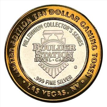 Silver Strike! .999 Silver $10 Gaming Token - Boulder Station - Las ...