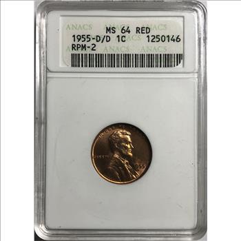 >Repunched Mint Mark Error 1955-D/D US Lincoln Wheat Cent - Red ...