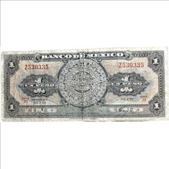 . 1961 Mexico Series JS Un Peso Banknote - Banco de Mexico | Property Room