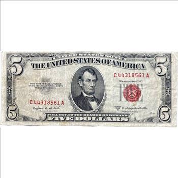 . 1953B U.S. Five Dollar ($5) Red Seal Note | Property Room