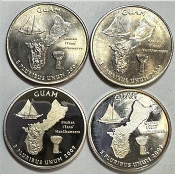(4) 2009 (P,D,S-Proof & S-Silver Proof) U.S. Guam Territorial Quarters ...