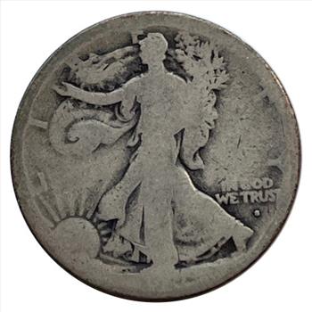 1917-S U.S. Silver Walking Liberty Half Dollar - Mint Mark on Obverse | Property Room
