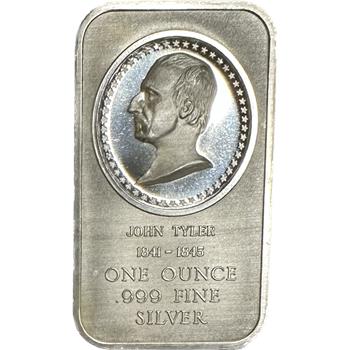 >1976 .999 Silver One Troy Ounce Bar, Madison Mint John Tyler ...