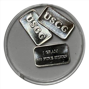 * 3 USCG 1 Gram .999 Pure Silver Bullion Mini Bars - 3 Bars | Property Room