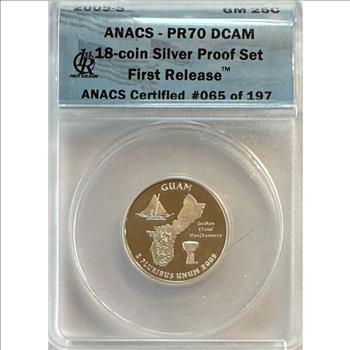 - 2009-S U.S. Silver Guam Quarter - First Release - Certified by ANACS ...
