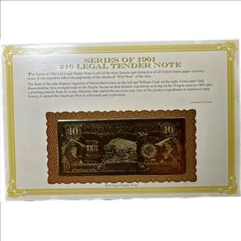 * Series of 1901 $10 Legal Tender Note - Gold Layered Replica - Danbury ...