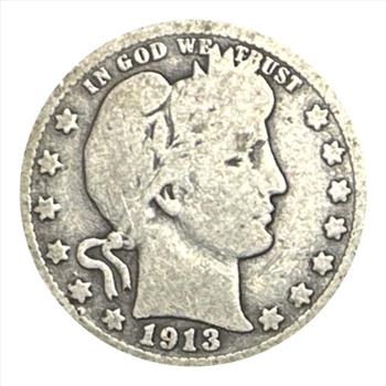- 1913 U.S. Silver Barber Quarter Dollar | Property Room