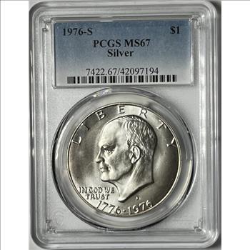 * 1976-S U.S. Silver Eisenhower Dollar - Certified MS67 by PCGS | Property Room