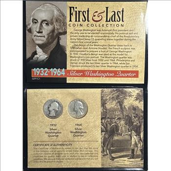 - 1932 & 1964-D U.S. Silver Washington Quarters - First & Last Coin ...
